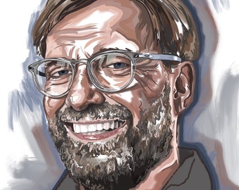 Jurgen Klopp Drawing Cup Winning Design Liverpool Themed Art Original ...