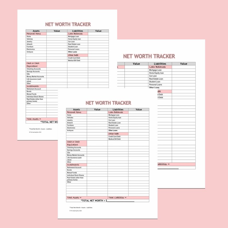 EASY Net Worth Tracker - Etsy