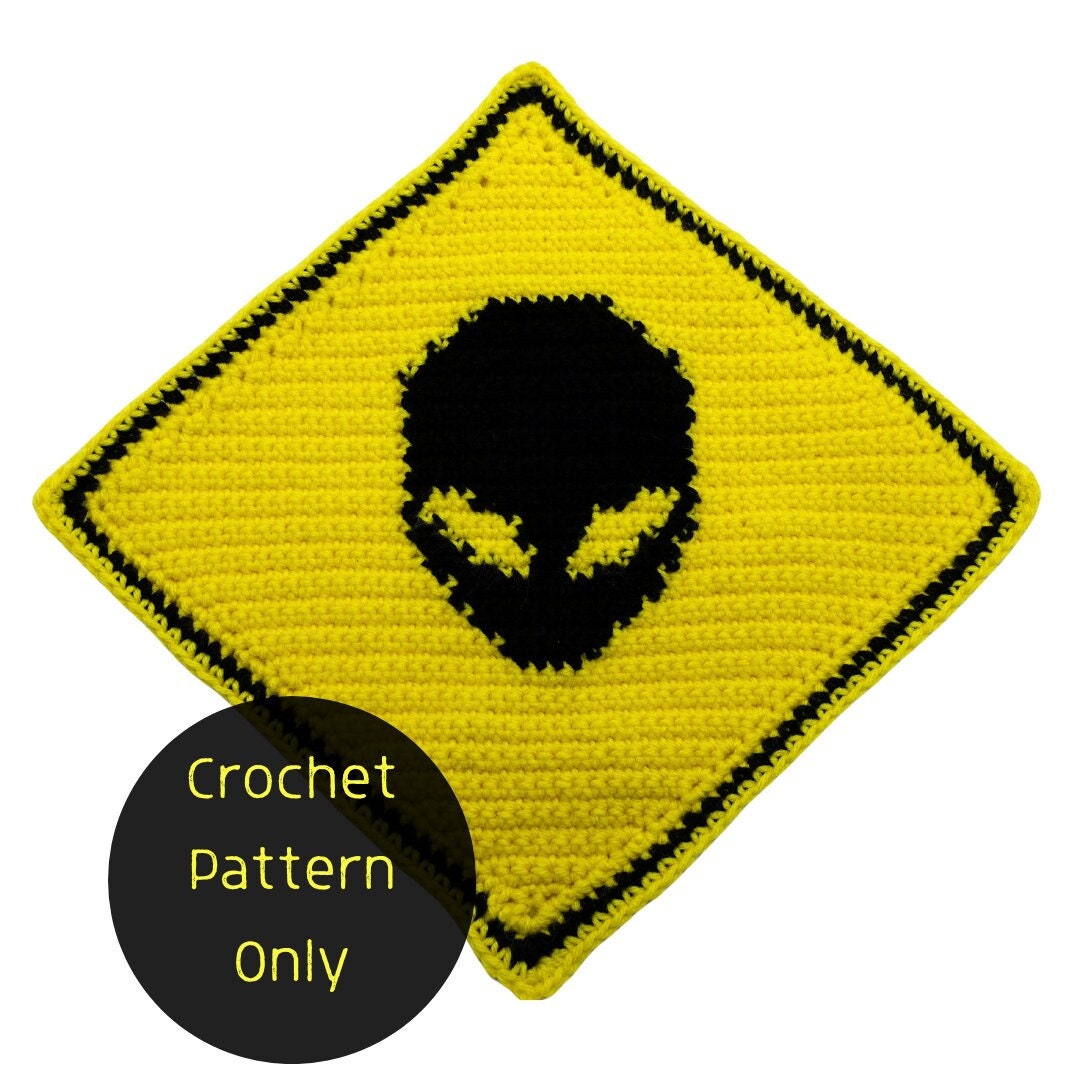 Alien Caution Sign Crochet Pattern | Wall Hanging Decor (PDF) - Etsy