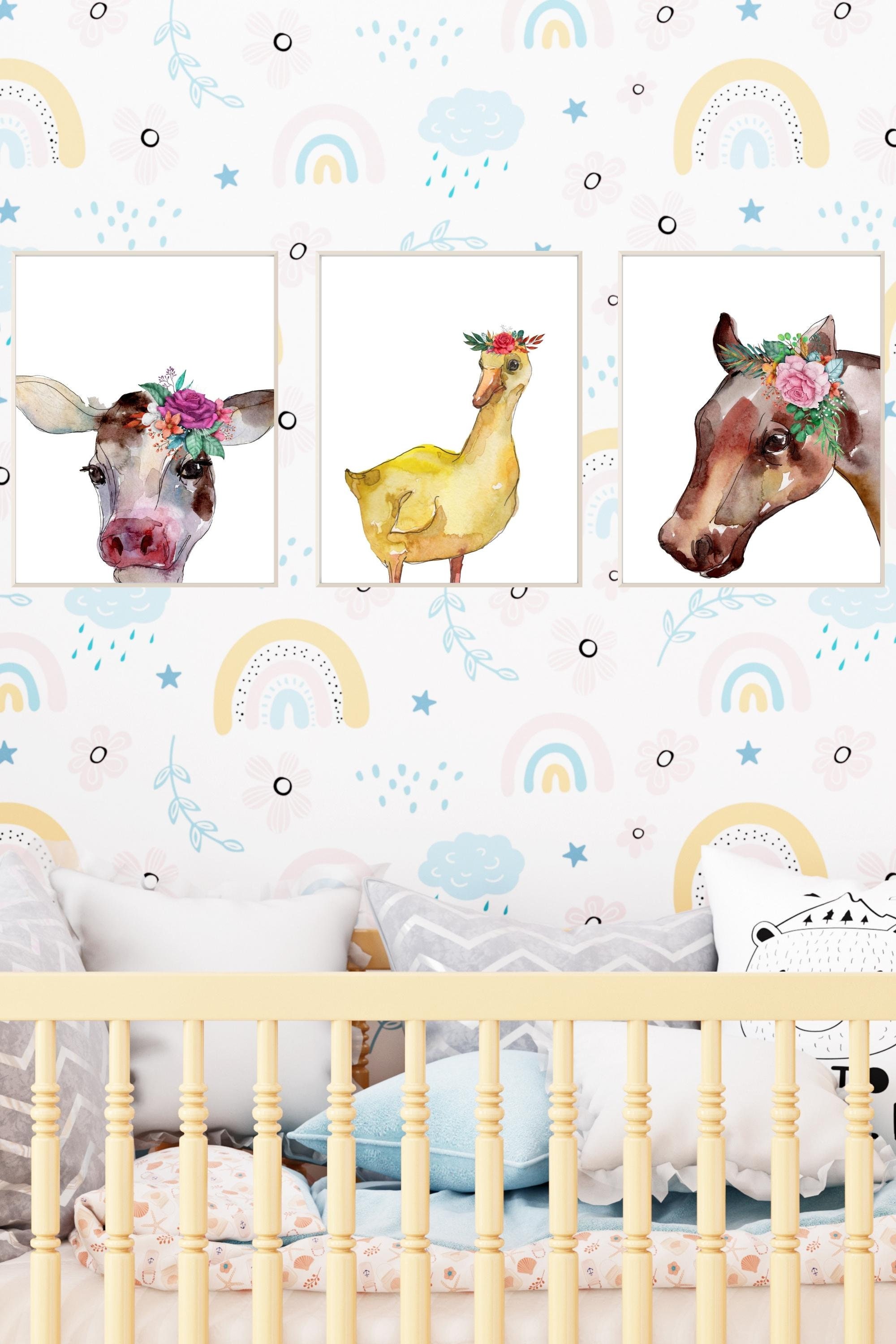 Farm Animal Wall Art Bundle, Farm Animal Print, Farm House Decor, Cute ...