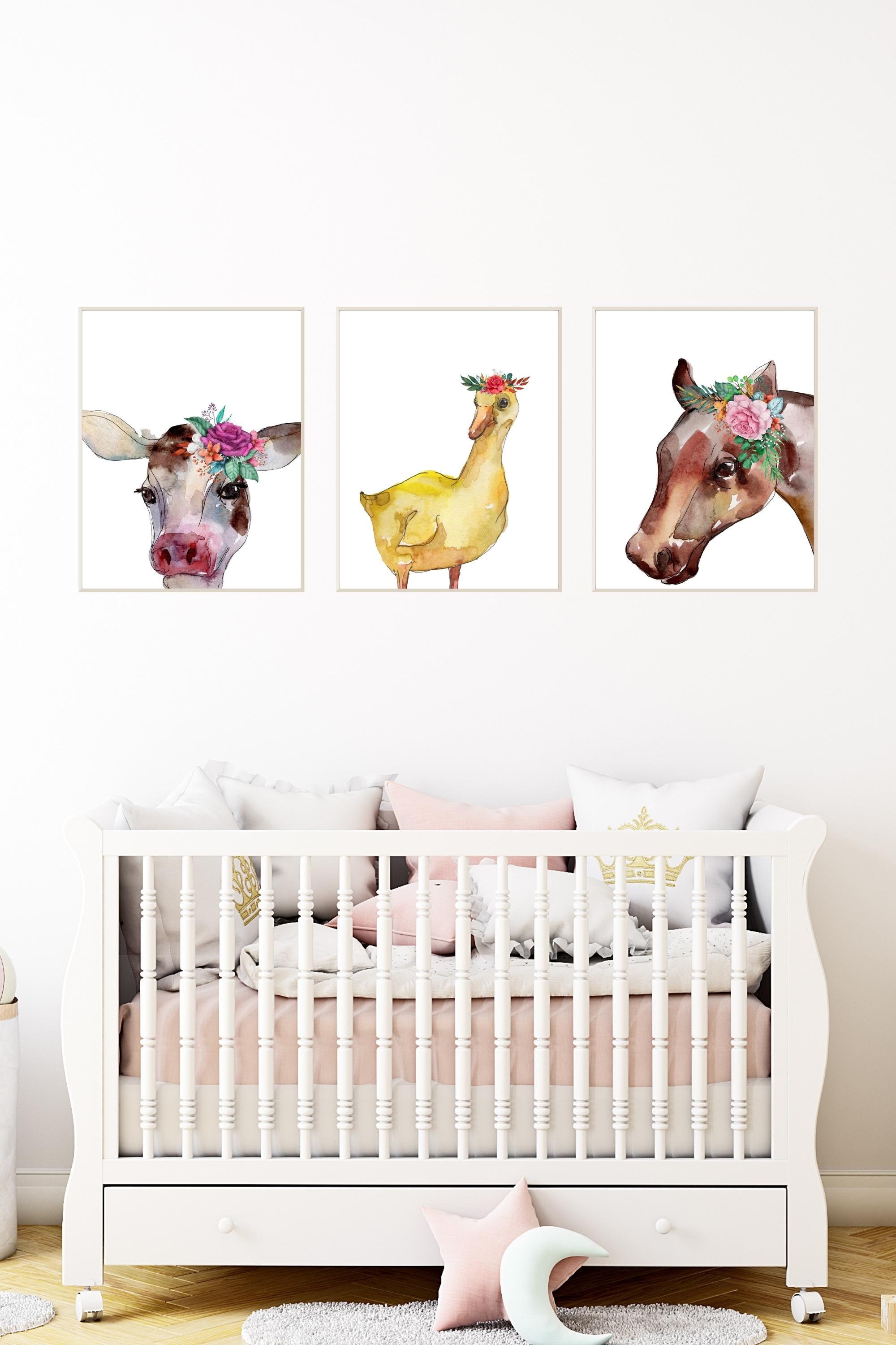 Farm Animal Wall Art Bundle, Farm Animal Print, Farm House Decor, Cute ...