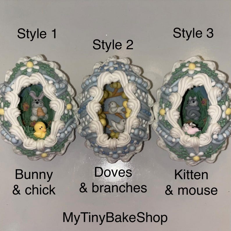 Blue Panoramic Sugar Eggs With Peekaboo Scenes Inside, Edible Easter ...