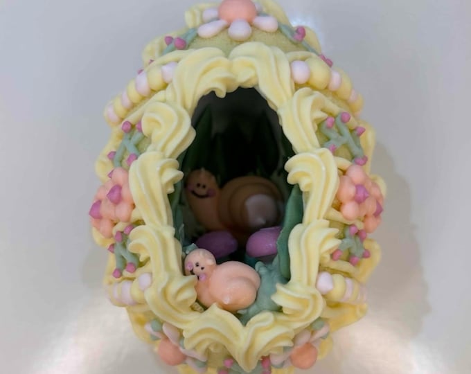 Panoramic Sugar Eggs, YELLOW Easter Eggs, Sugar Eggs With Scene, Panoramic Easter Eggs, Peek-a ...