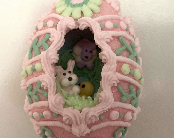 Panoramic Sugar Eggs, PINK Easter Eggs, Sugar Eggs With Scene, Panoramic Easter Eggs, Peek-a-boo ...