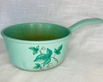 Vtg Set Prizer Ware Enamel Cast Iron Green Ivy Casserole Skillet D-12 W ...