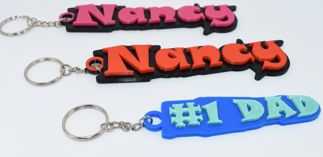 Custom Multi-color 3D Printed Key Chain With Key Ring - Large - Etsy