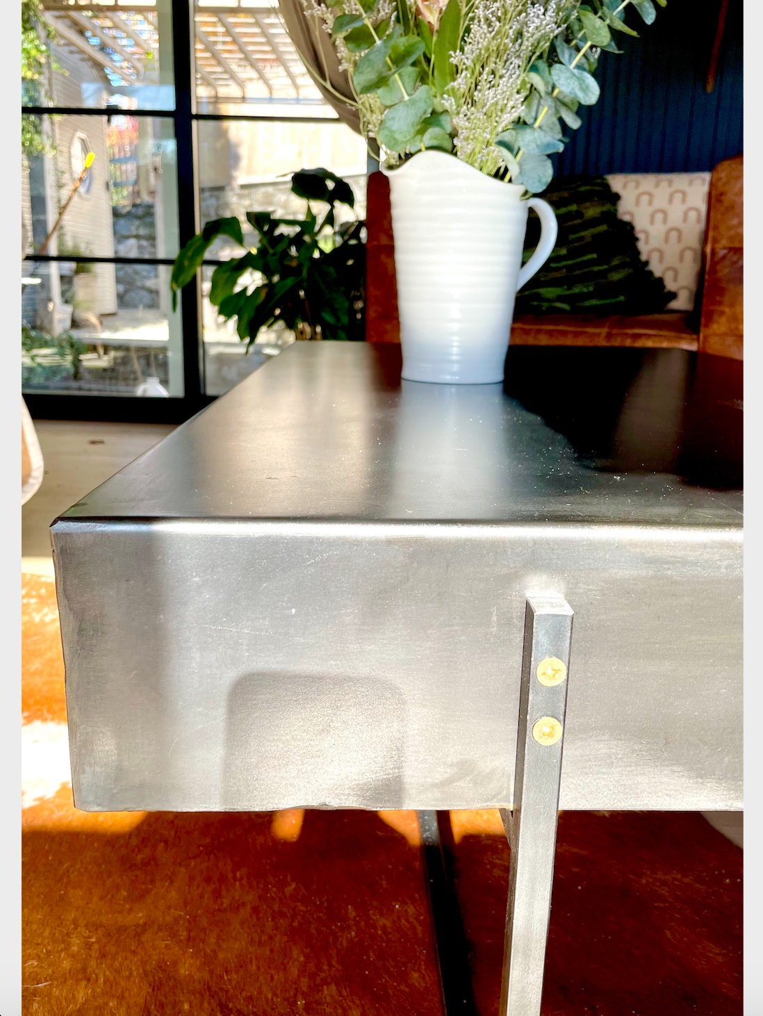 Unique Contemporary & Rustic Steel Rectangular Coffee Table Metal Table ...