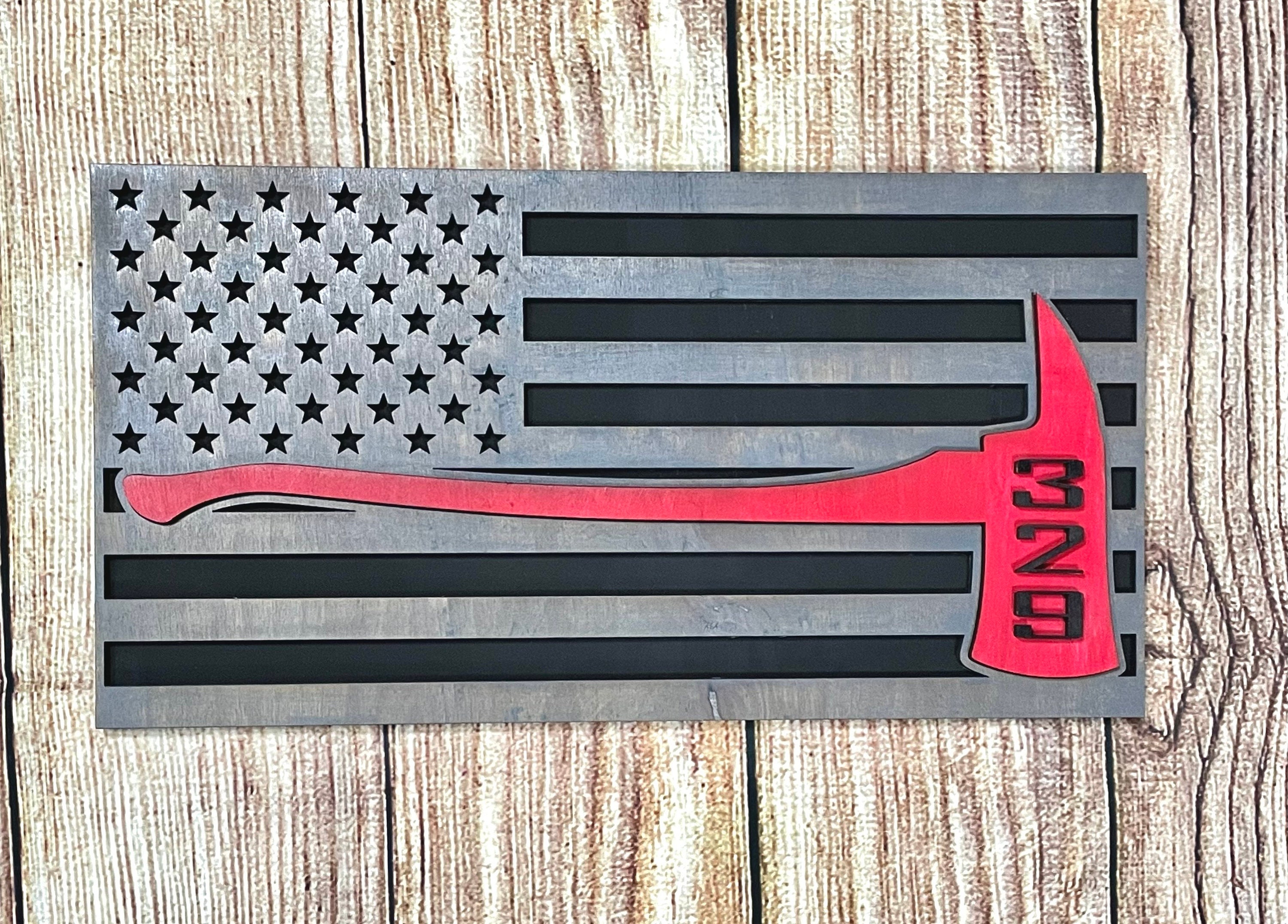 Red Line Axe Flag Firefighter Home Decor Firefighter Axe - Etsy