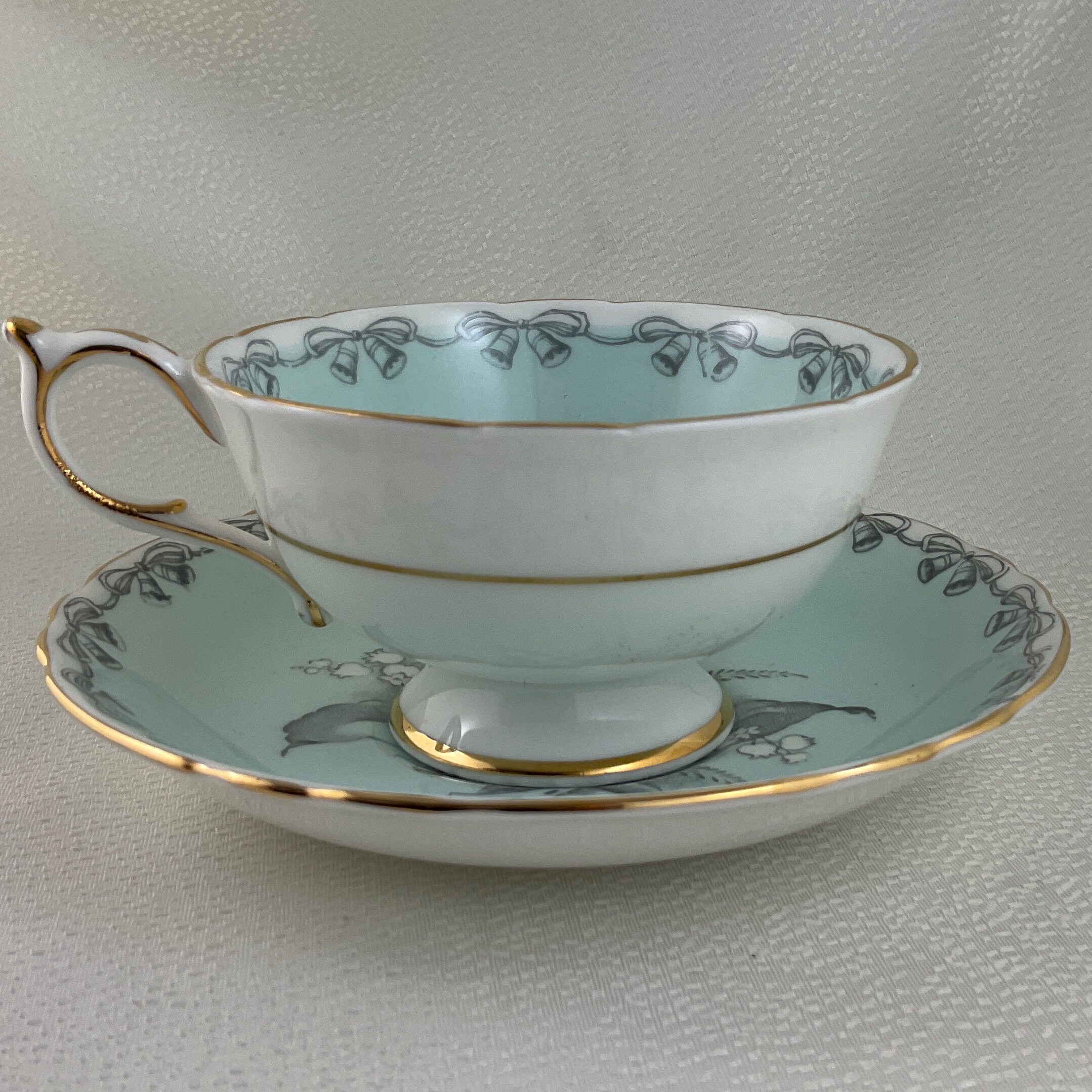 Soft Baby Blue Double Warrant Paragon Cup and Saucer Duo Decorated With ...