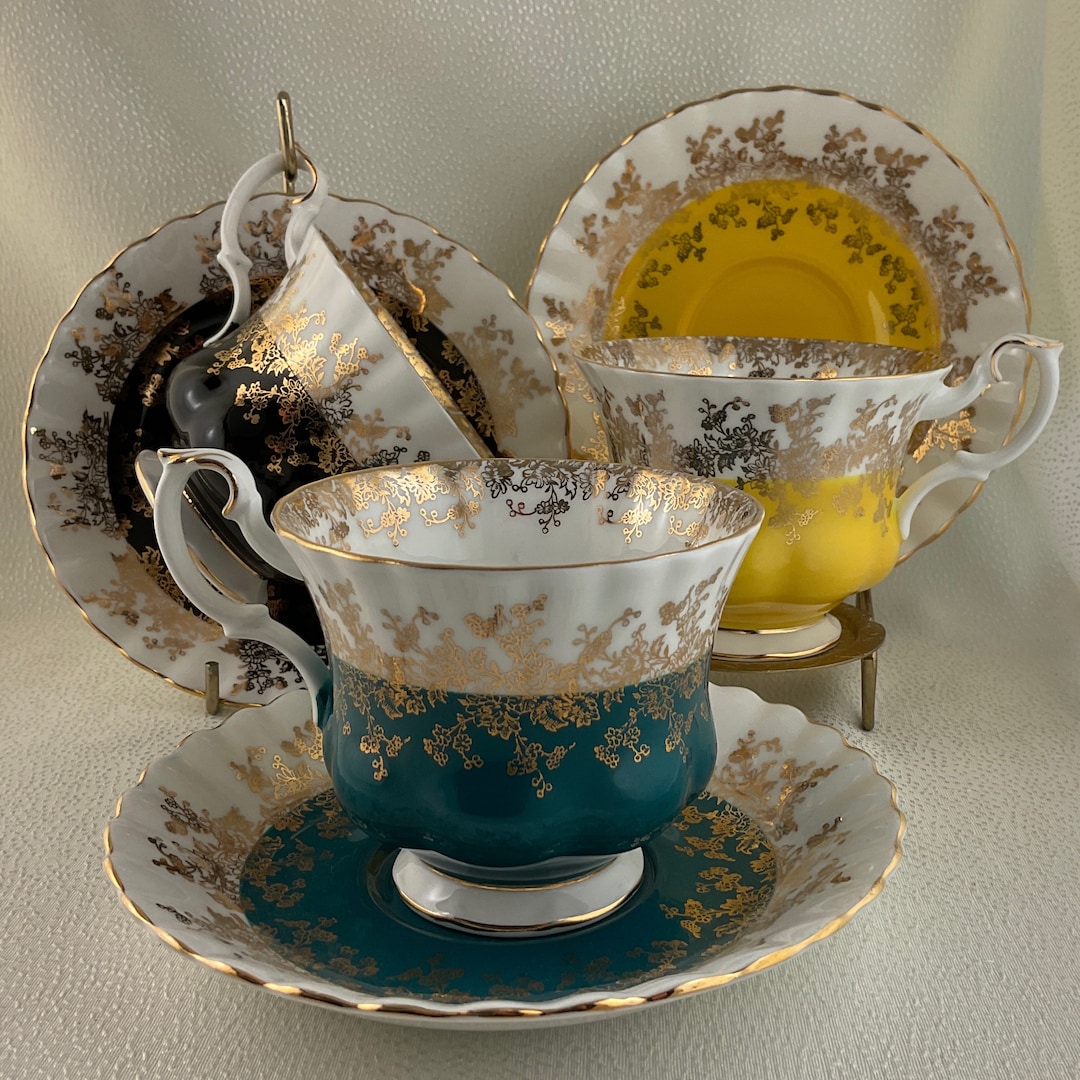 Royal Albert Regal Series Montrose Shaped Teacup and Saucer Duo Teal or ...