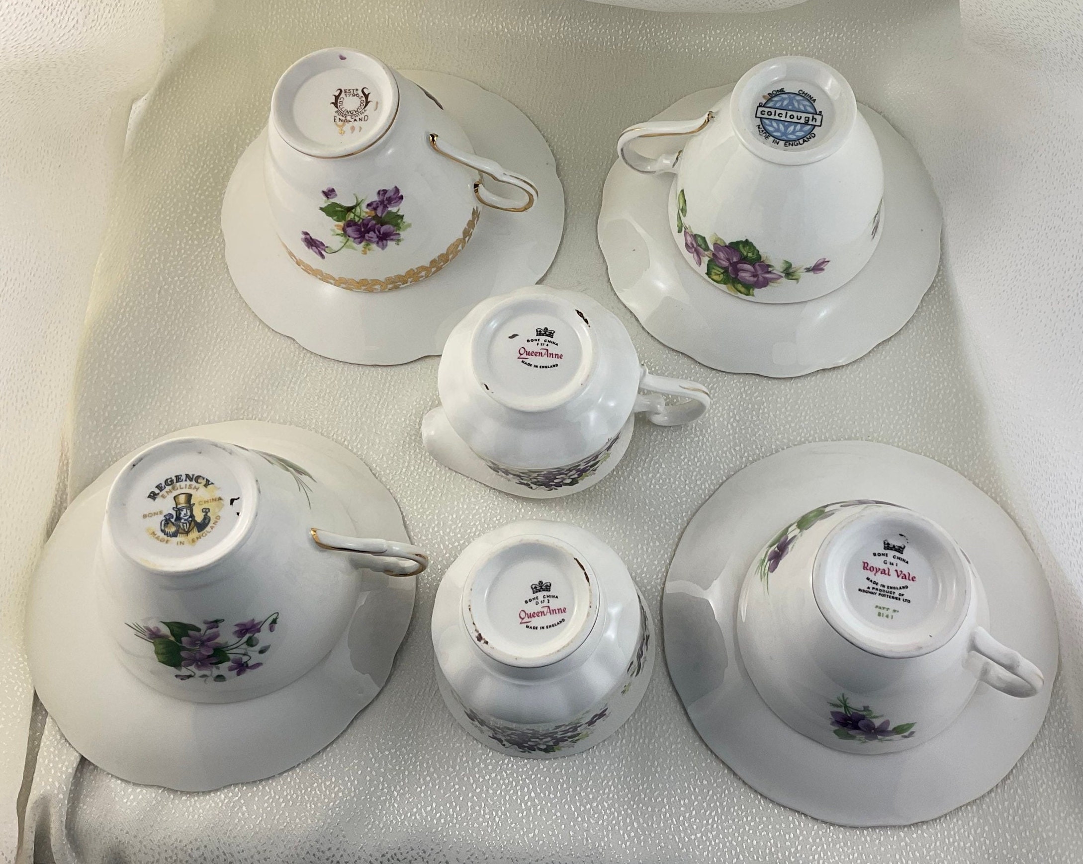 10 Pc Mix'n Match Purple-themed Tea Set/teacup Duos by Colclough, Royal ...