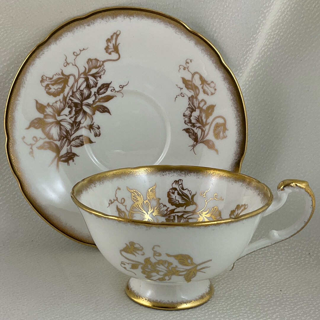 Golden Glory Paragon Cup and Saucer Duo With Beautiful Sprays of Golden ...