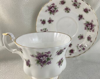 Royal Albert Sweet Violets Cup and Saucer Pair. Saucers 5.5 Inches Diameter. Produced in England ...