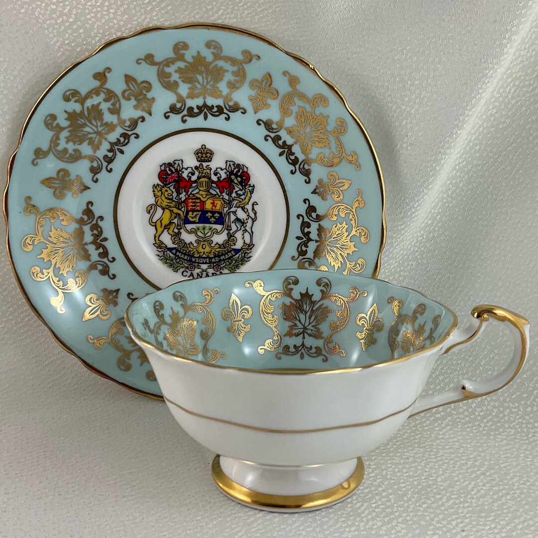 Beautiful Paragon Canadian Coat of Arms Pale Blue Teacup and - Etsy