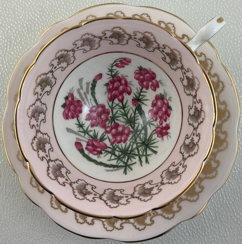 Pretty and Striking Pink EB Foley Teacup and Saucer Duo Embellished ...