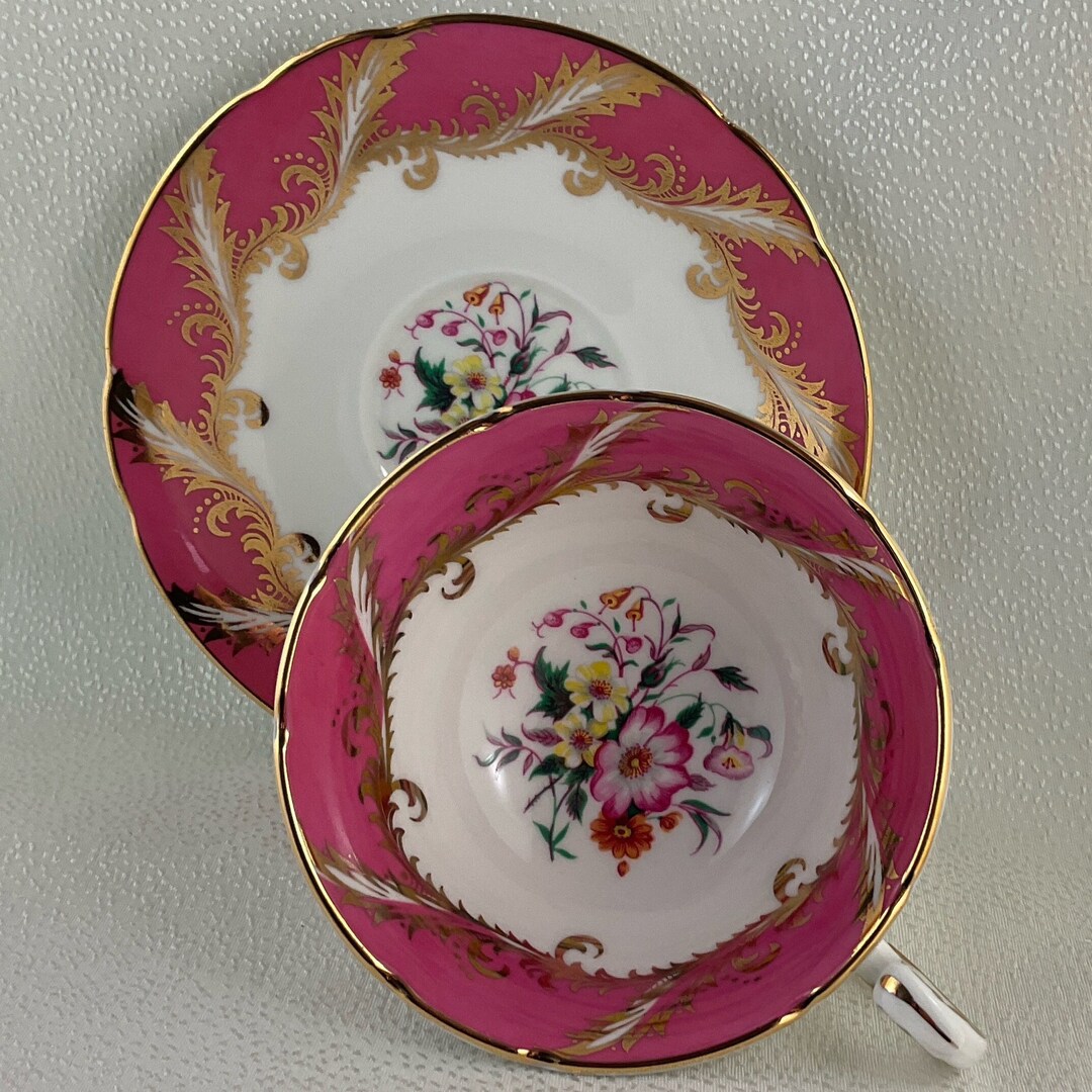 Stunning Pink Paragon Teacup and Saucer Duo Decorated With With Gold ...