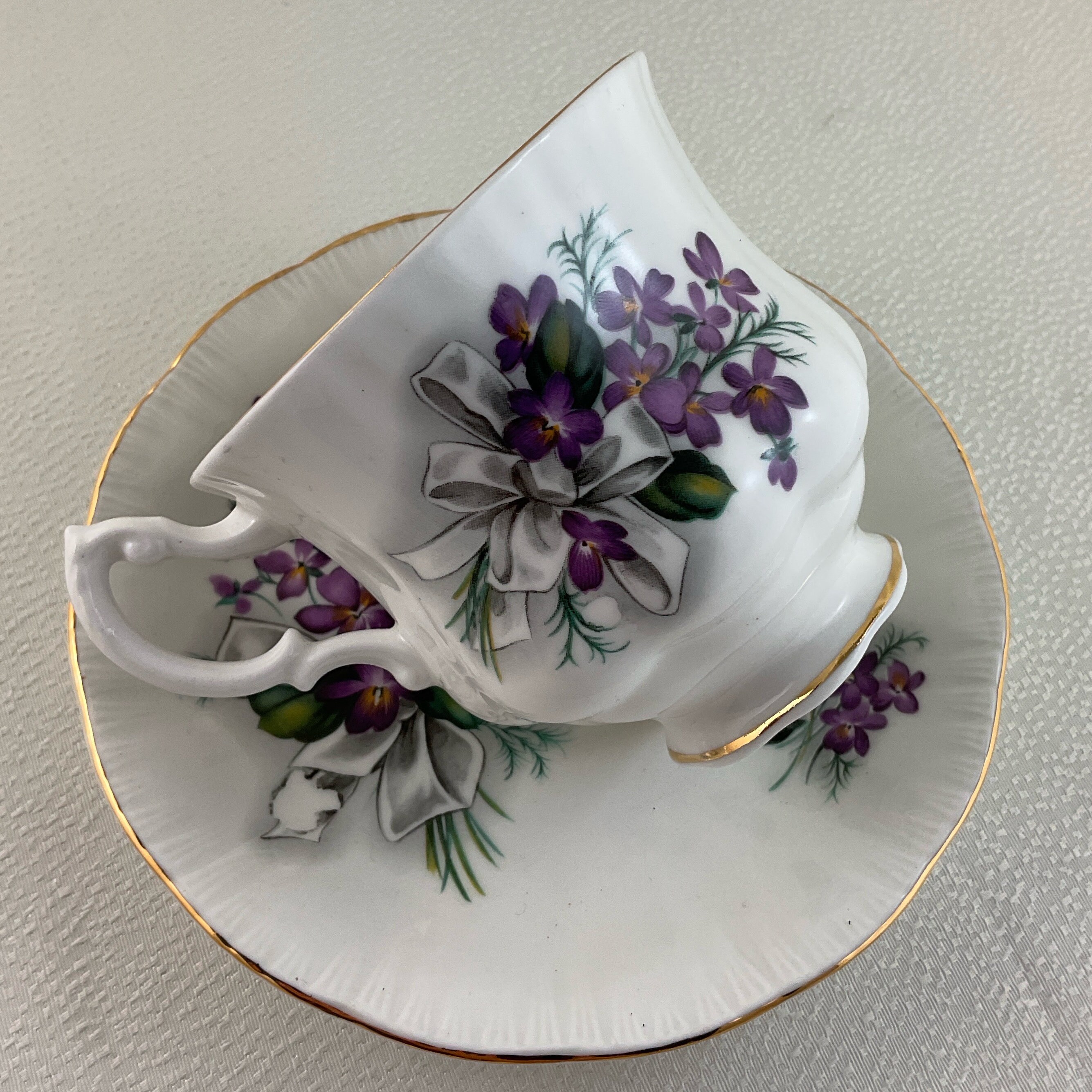 Pretty Purple Flower and Bow Paragon Teacup and Saucer Duo - Etsy