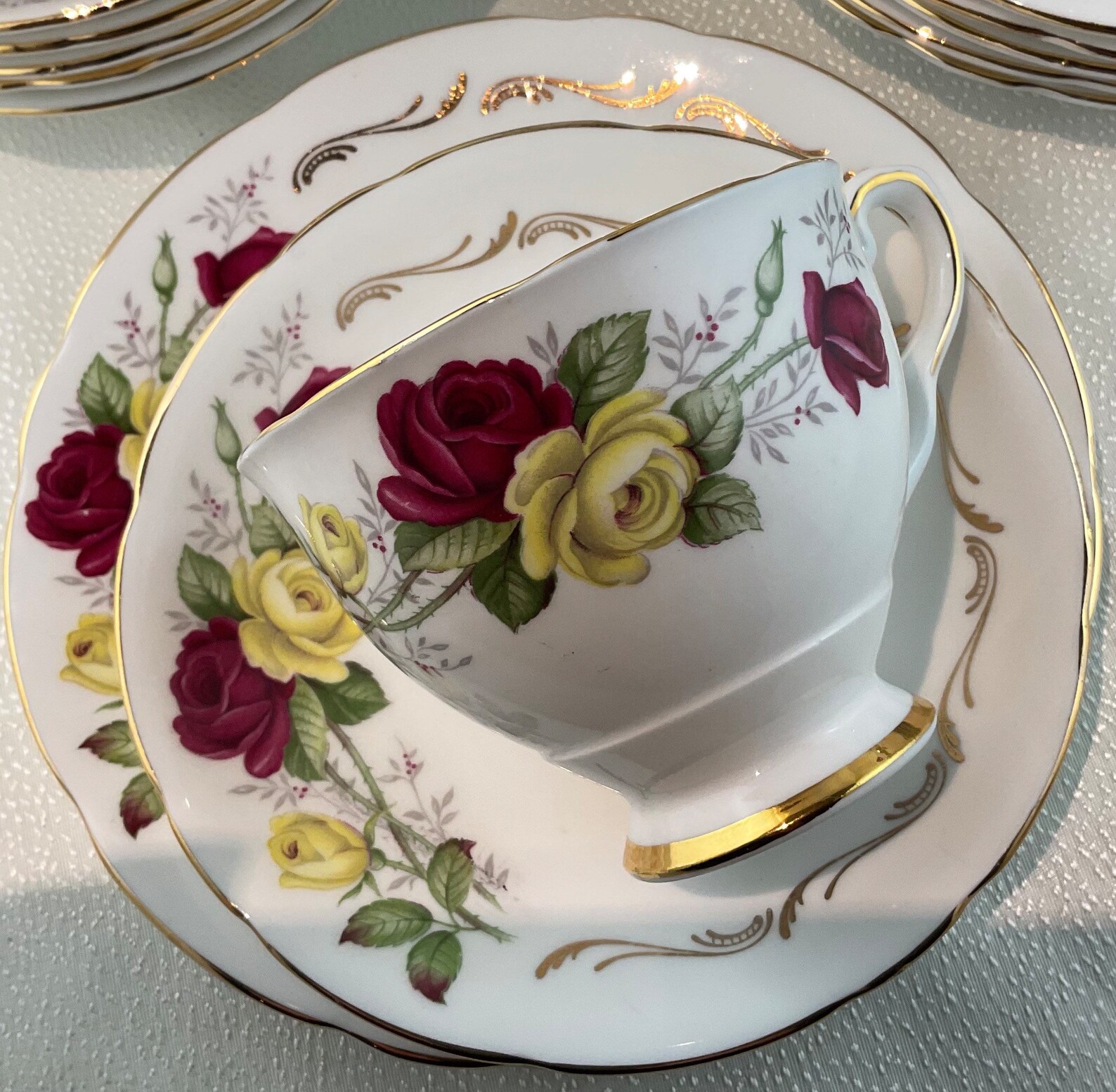 Royal Stafford Summer Day Tea Set: Trios, Cake Plate, Cream and Sugar ...