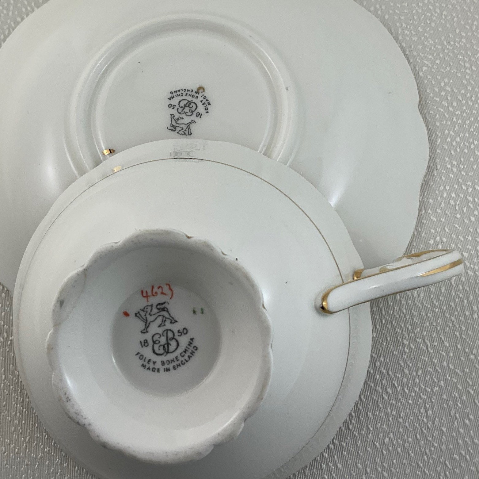 Pretty and Striking Pink EB Foley Teacup and Saucer Duo Embellished ...