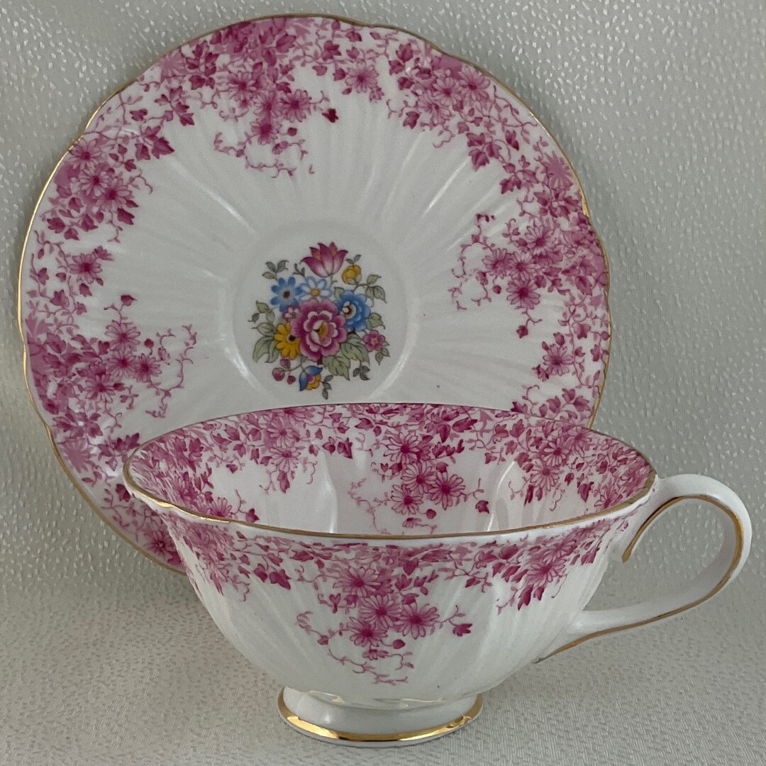 Gorgeous Oleander Shelly Teacup and Saucer Duo With Dainty Pink ...