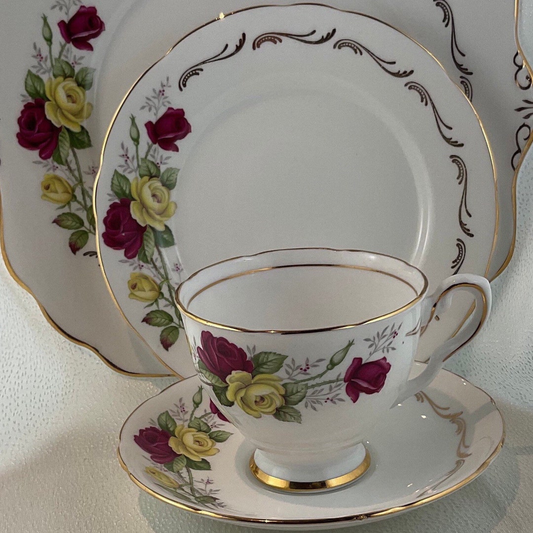 Royal Stafford Summer Day Tea Set: Trios, Cake Plate, Cream and Sugar ...