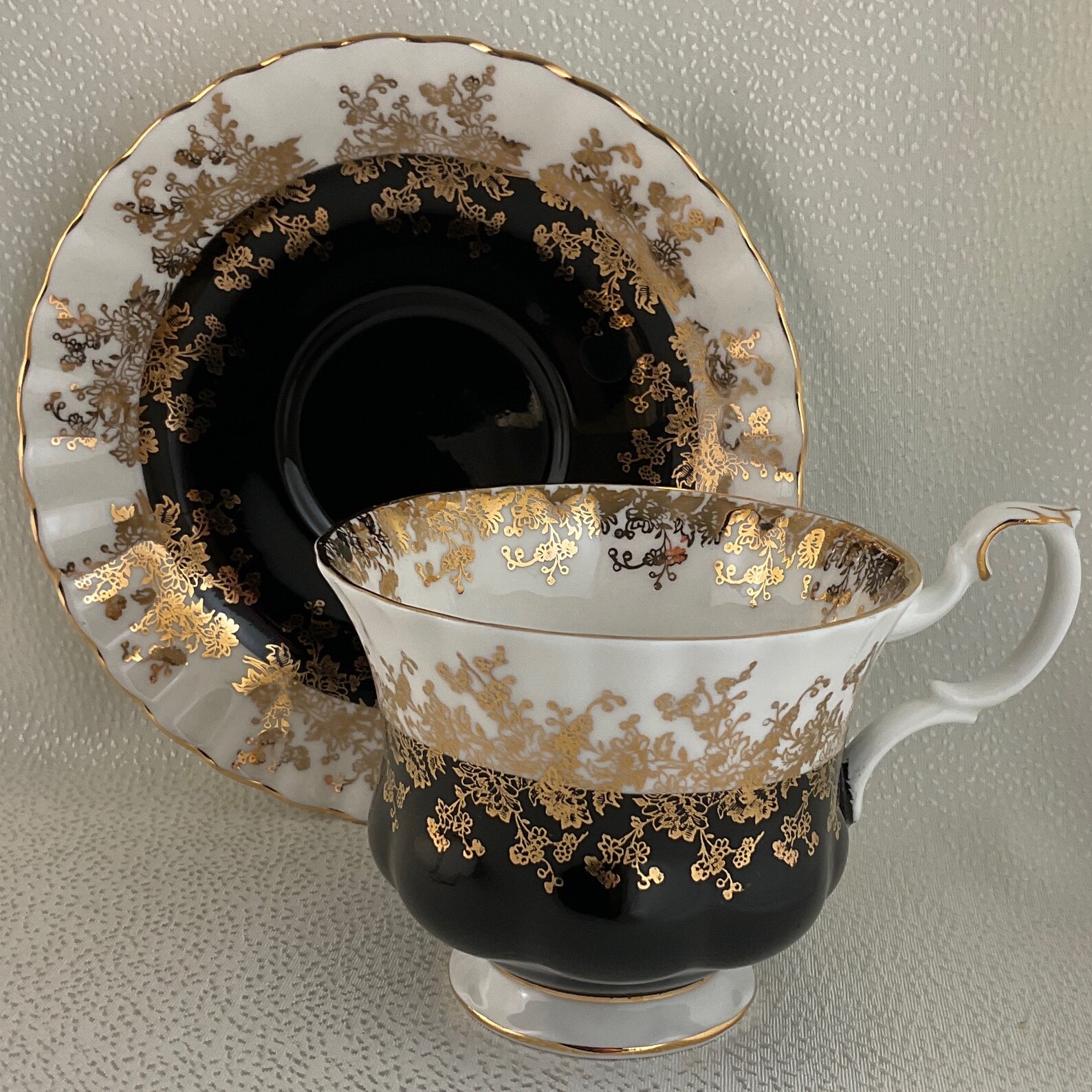 Royal Albert Regal Series Montrose Shaped Teacup and Saucer Duo Teal or ...