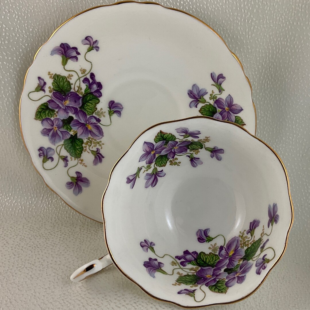 Purple Violets on This Beautiful Paragon Teacup and Saucer Duo - Etsy