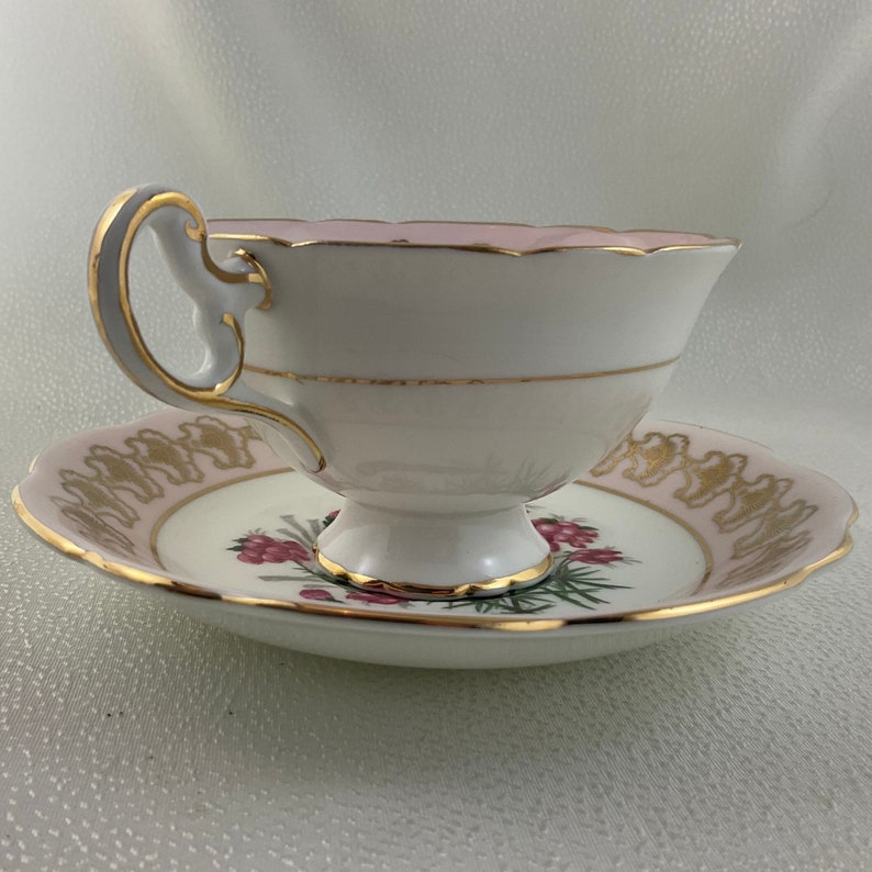 Pretty and Striking Pink EB Foley Teacup and Saucer Duo Embellished ...