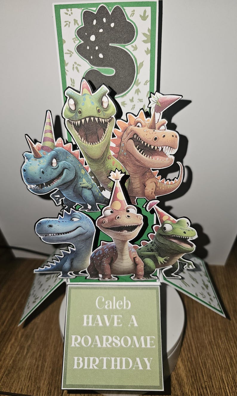 Dinosaur Mad Childs Birthday 3d Box Card Personalised - Etsy UK