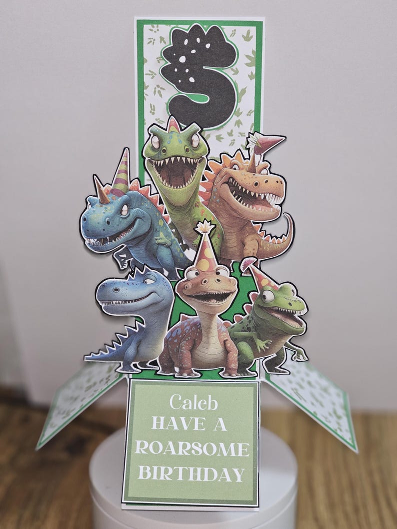 Dinosaur Mad Childs Birthday 3d Box Card Personalised - Etsy UK