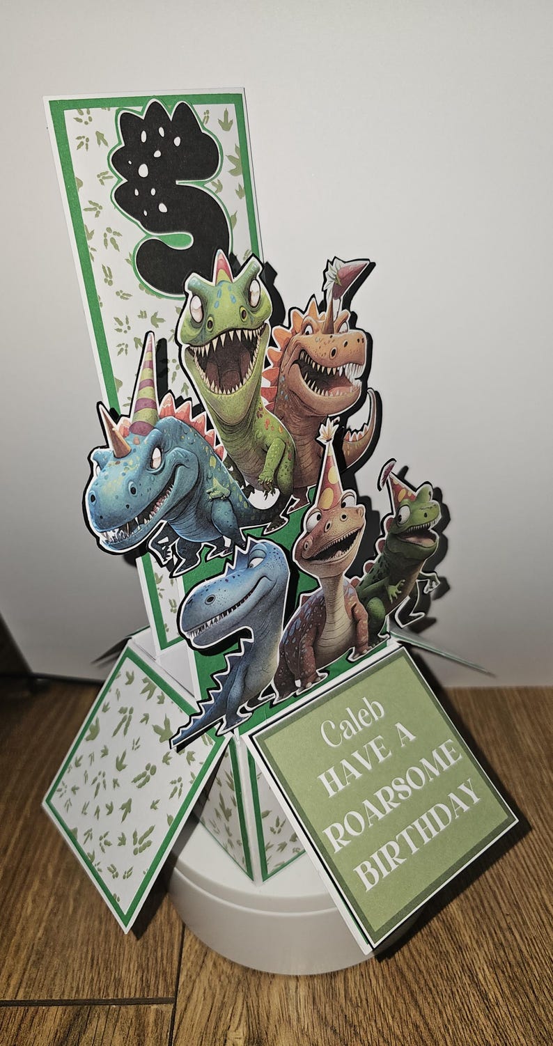 Dinosaur Mad Childs Birthday 3d Box Card Personalised - Etsy UK
