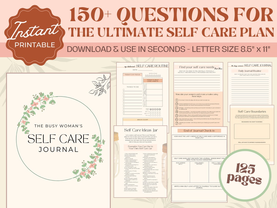 Self Care Planner Checklist for Mental Health Bundle for Busy Moms ...