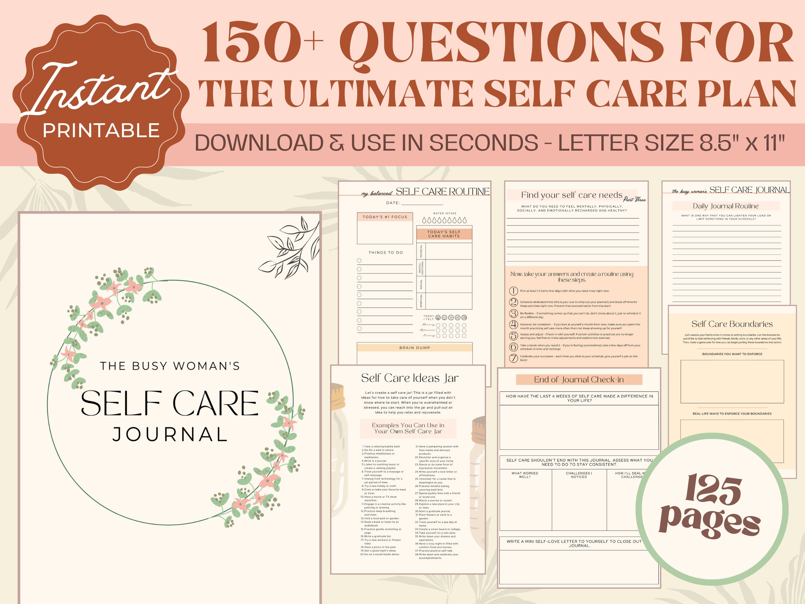 Self Care Planner Checklist for Mental Health Bundle for Busy Moms ...