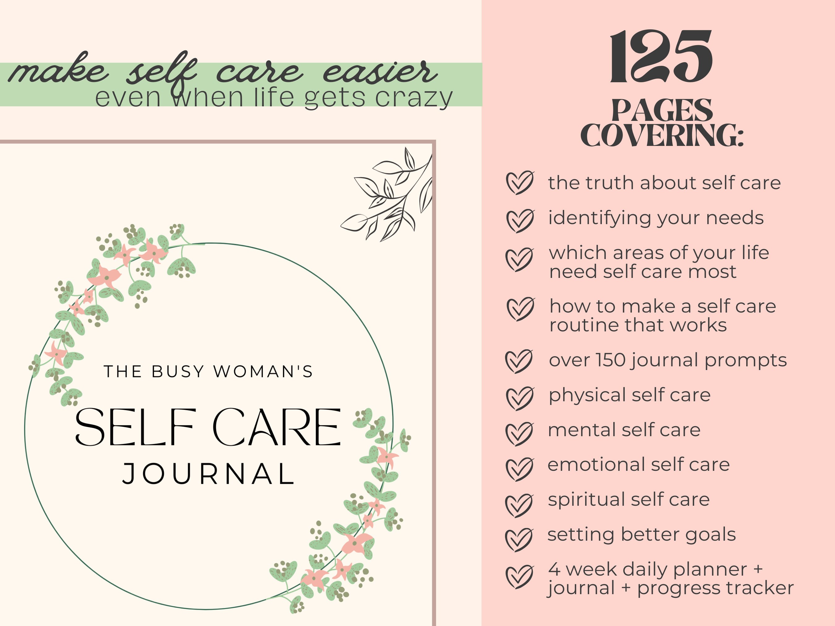 Self Care Planner Checklist for Mental Health Bundle for Busy Moms ...