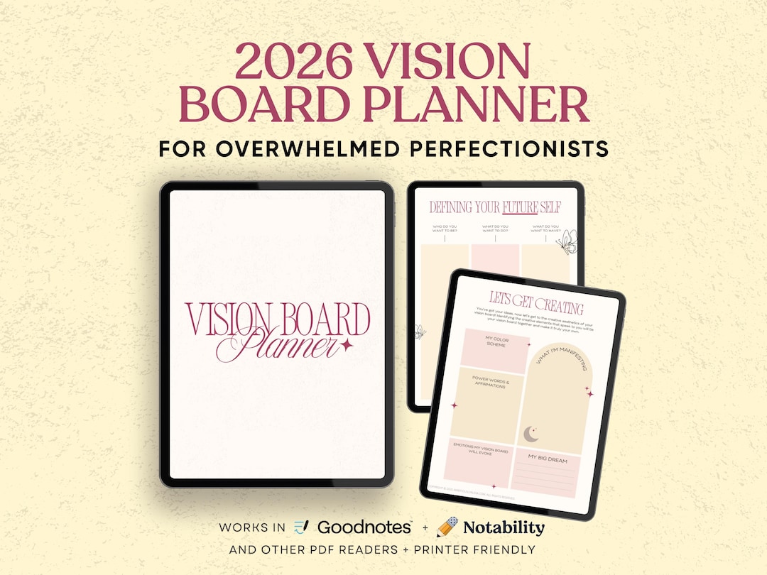 2026 Vision Board Planner | Goal Setting, Manifestation Template (PDF ...