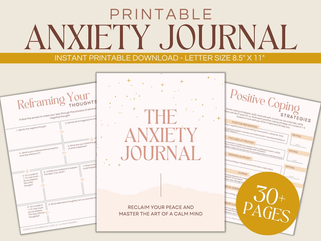 Anxiety Journal Printable Journal Prompts, Therapy Worksheets, Anxiety ...