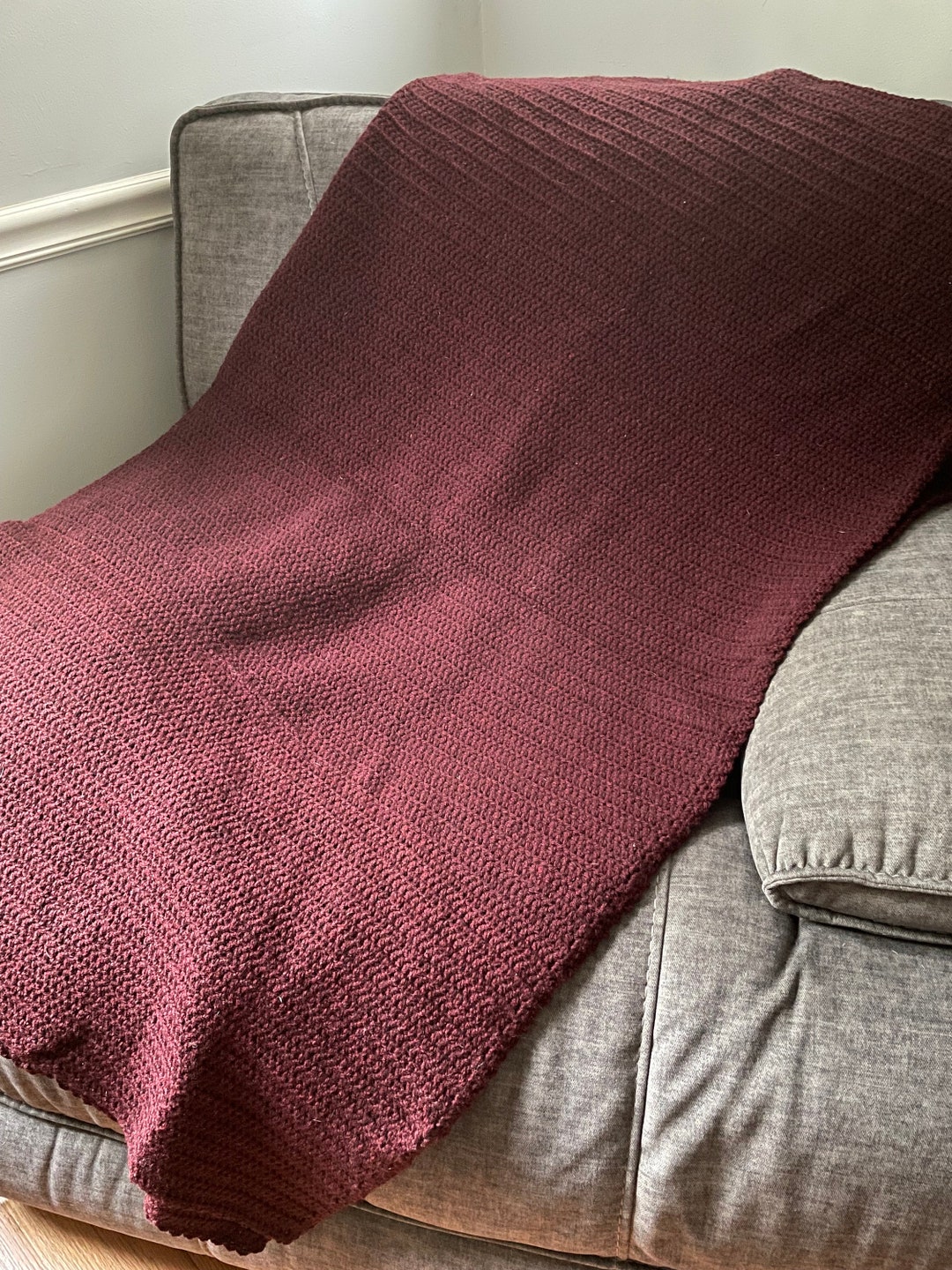 Maroon/dark Red Crochet Blanket - Etsy