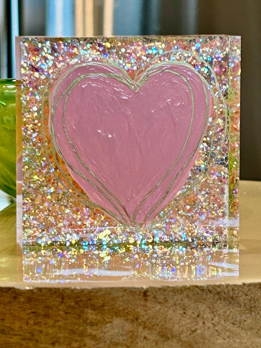 Heart Painting | Acrylic Block 3x3 | Valentine’s Gift | Mother’s Day ...