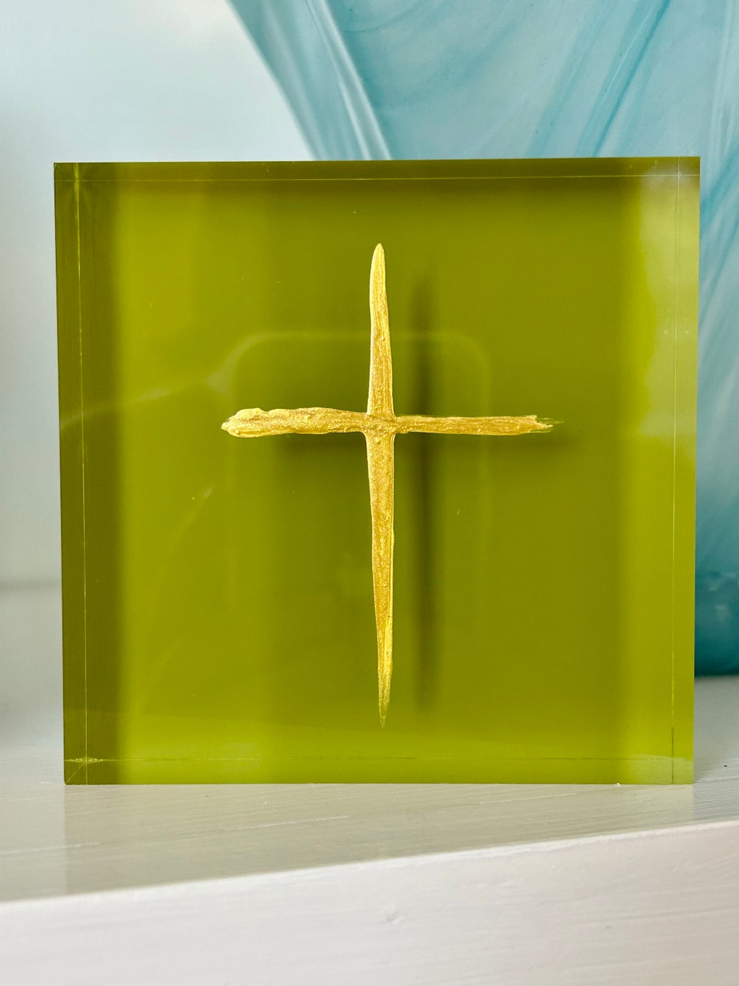 Cross Painting Acrylic Block 4x4 | Graduation Gift | Baptism Gift ...