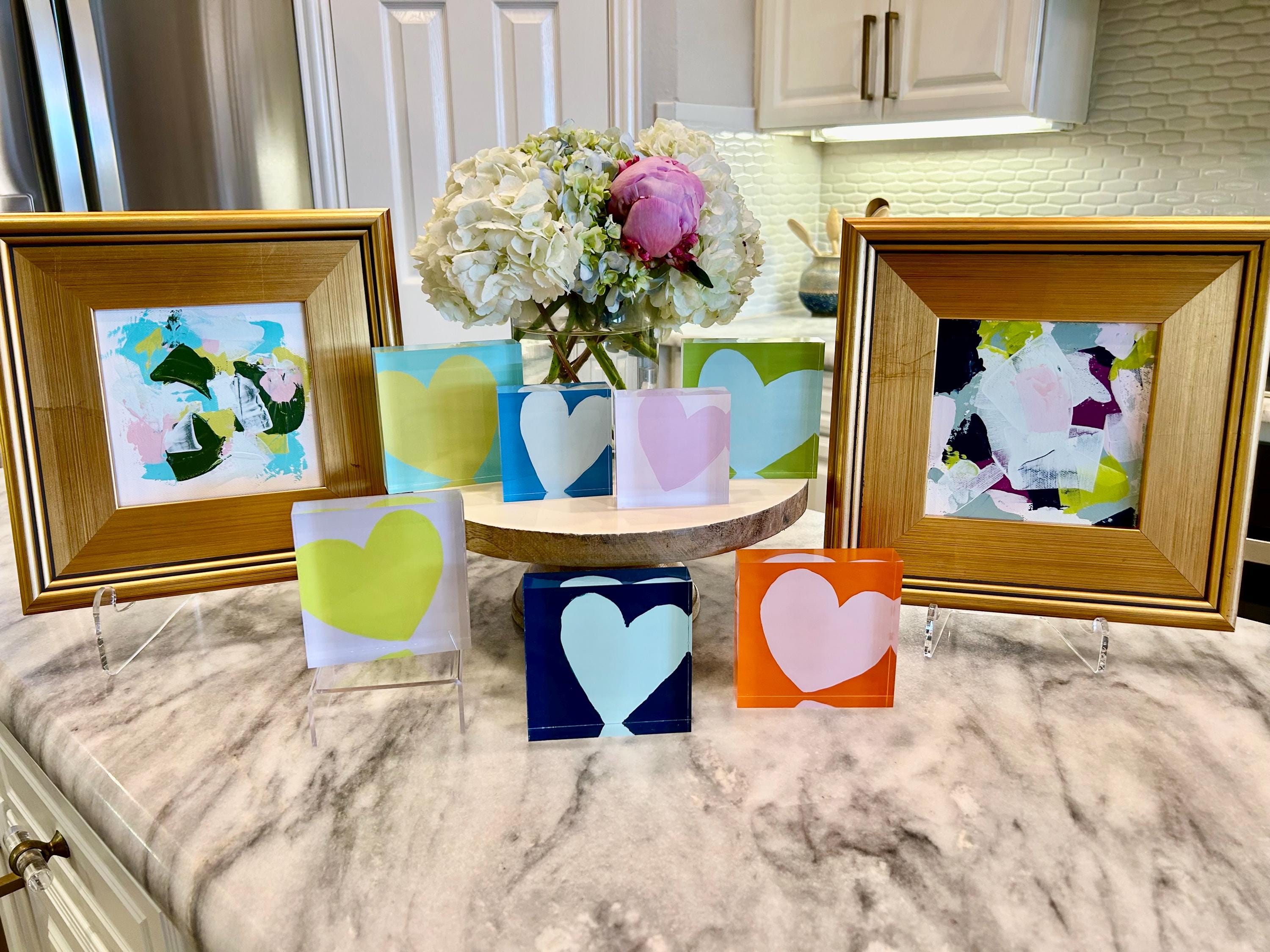 Heart Painting Acrylic Block 4x4 Valentines Gift Mothers Day Gift ...