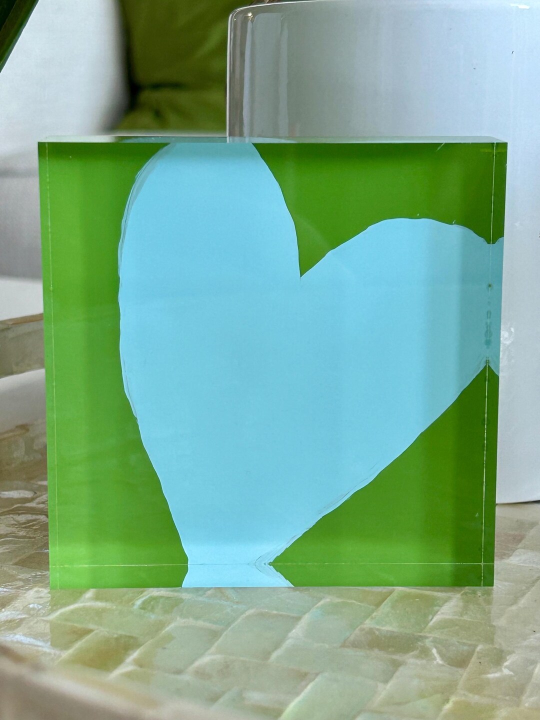 Heart Painting | Acrylic Block 4x4 Heart Painting | Valentine’s Gift ...