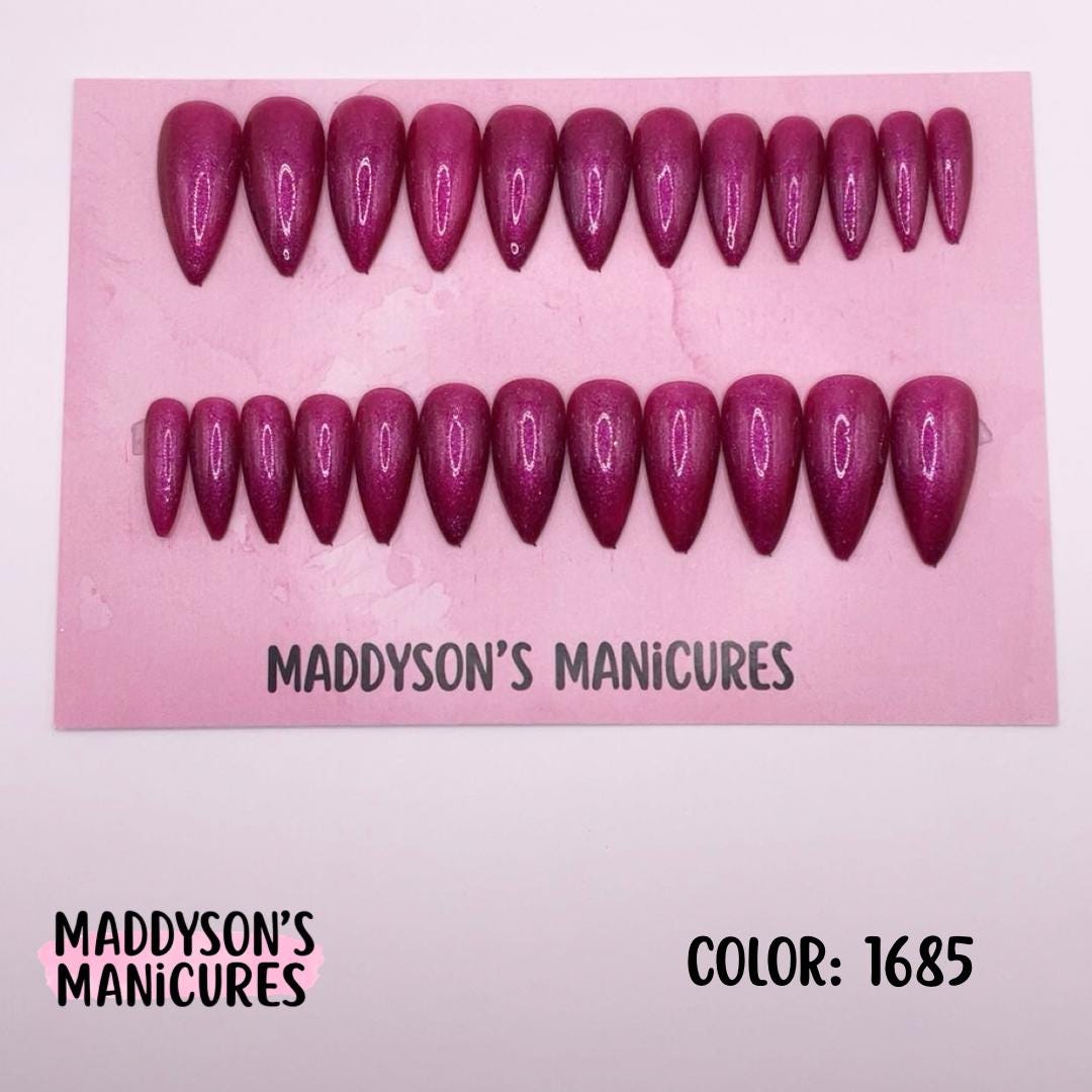 Pink Press-on Nails | Hand Painted Press on Nails | 30+ Shape Options ...
