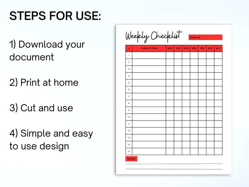 Weekly to Do List Printable, Weekly Task List Template, Weekly Planner ...
