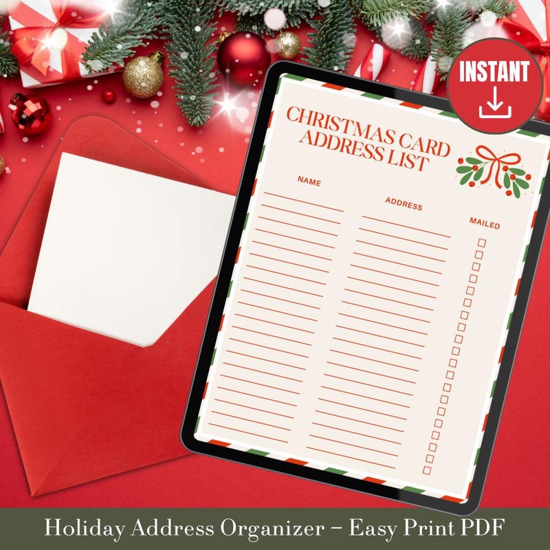 Christmas Card Address List Printable - Etsy