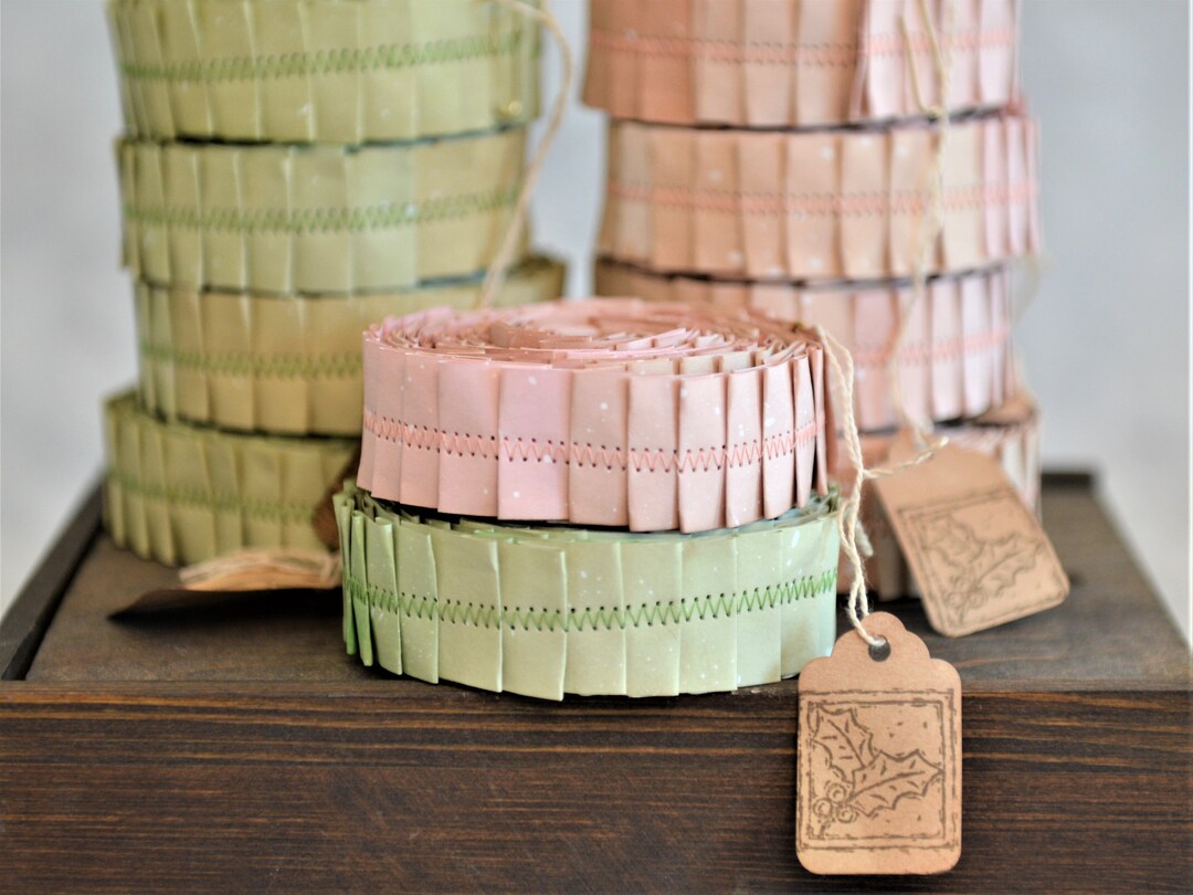 Pink Christmas Paper Ruffles, Pastel Pink and Green Ruffle Roll, Snow ...