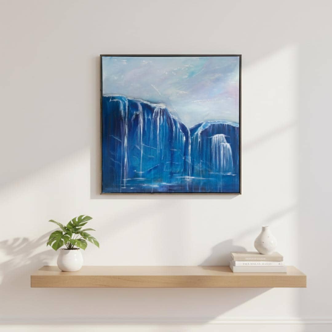 Original Abstract Waterfall Painting on Canvas | Hand Painted Intuitive ...