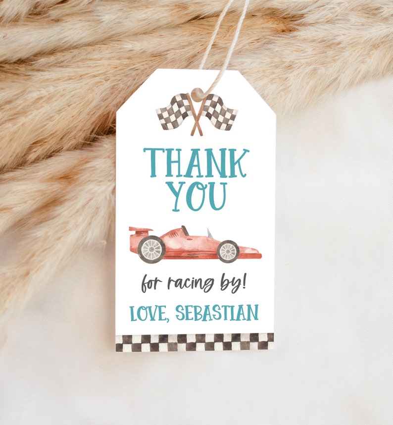 EDITABLE Race Car Birthday Favor Tag Fast One Printable Gift - Etsy
