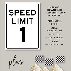 Speed Limit 1 Sign Printable, Instant Download First Lap Around the ...