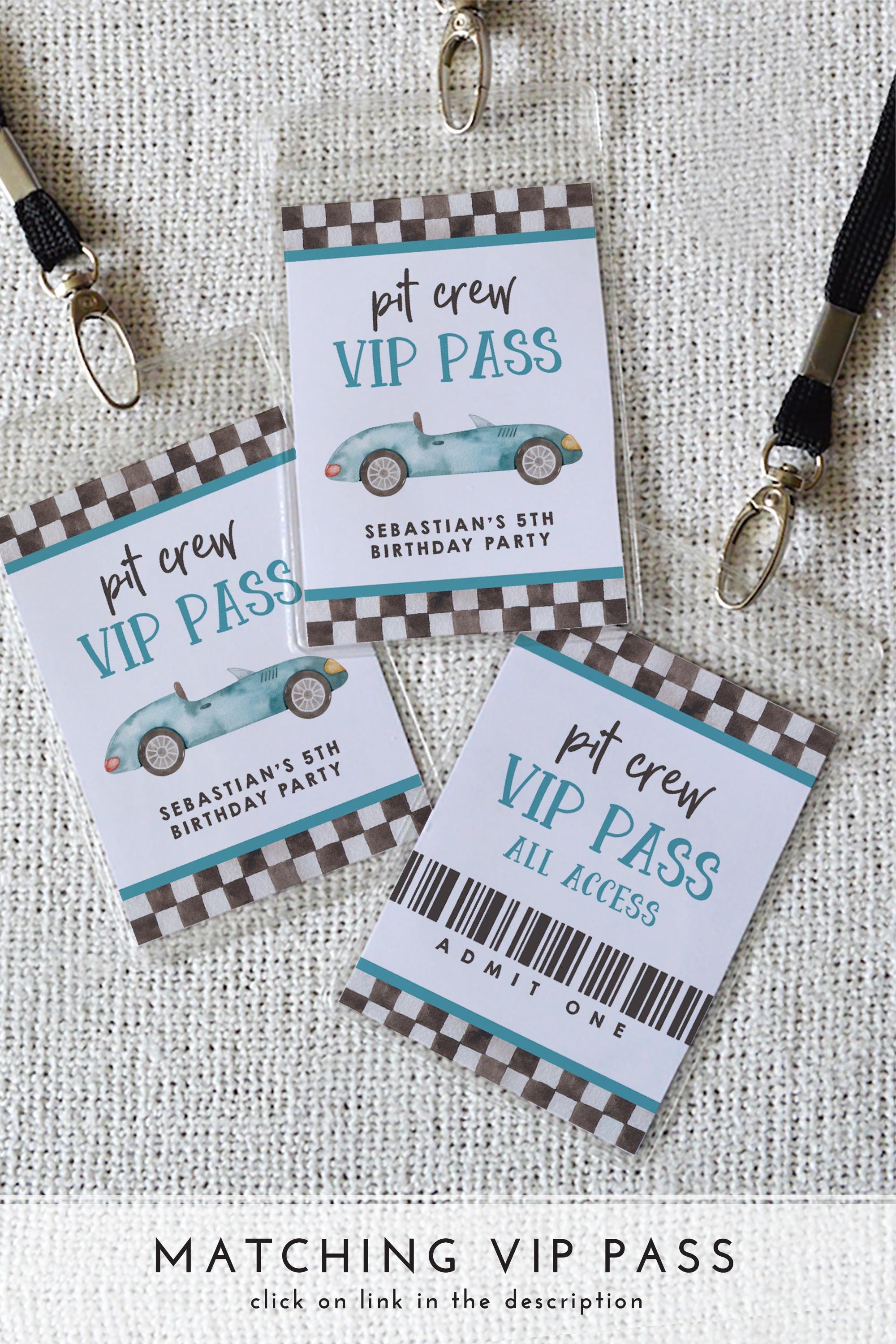 Race Car VIP Pass, Editable Pit Crew Passes Template, Vintage Racing ...