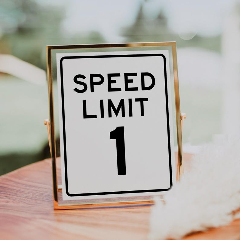 Speed Limit 1 Sign Printable: Race Car Birthday Decor (instant Download ...